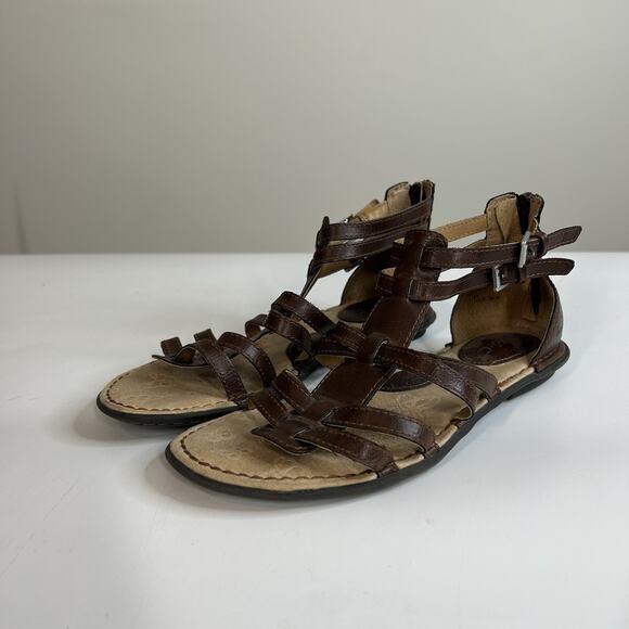 Born | Shoes | Boc Eliana Gladiator Flat Sandals Brown Faux Leather 8m ...